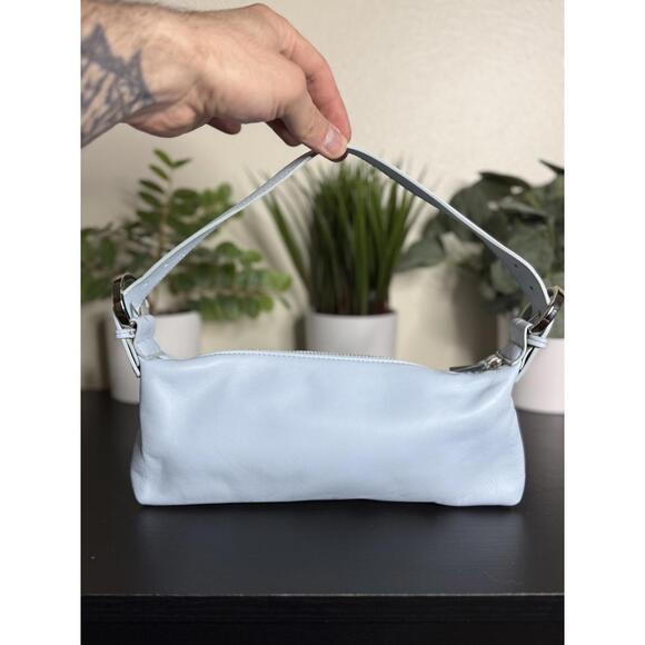 Bags | Express Geniune Leather Handbag Light Blue | Poshmark